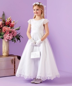 Summer P298 by Peridot - Girls White Lace Organza Holy Communion Dress ...
