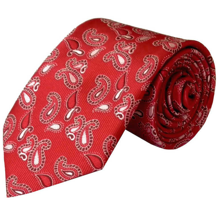 Boys Red Paisley Tie | Full Length 45" Tie | Red Paisley Wedding Tie ...