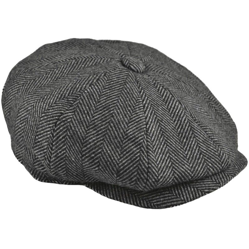 Boys Grey Tweed Herringbone Baker Boy Cap | Newsboy Cap ...