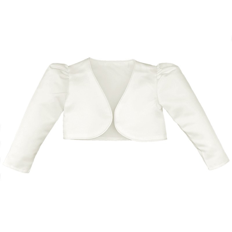 Girls Light Ivory Satin Long Sleeved Bolero | Flower Girl | Wedding ...
