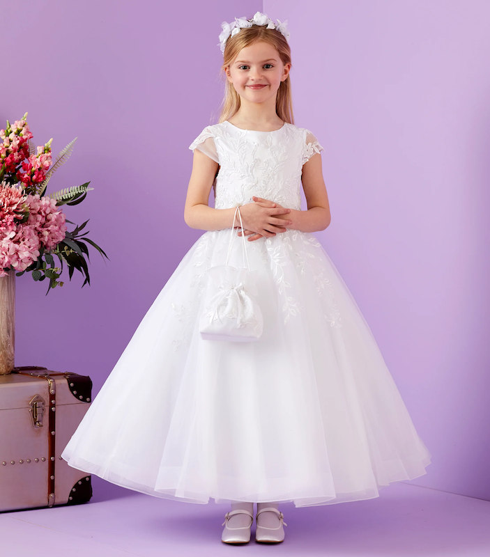 Elsie P356 by Peridot - Girls White Embroidered Lace Holy Communion ...