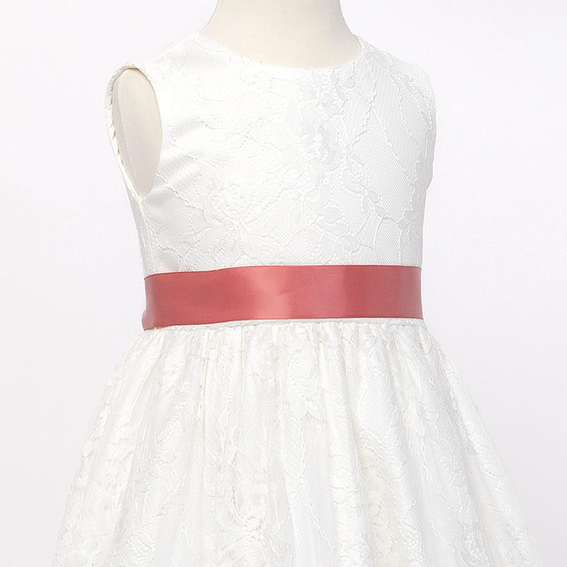 Girls Coral Double Sided Satin Dress Sash | Flower Girl Sash ...