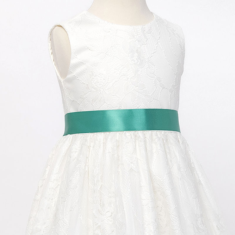 Girls Jade Green Double Sided Satin Dress Sash | Flower Girl Sash ...