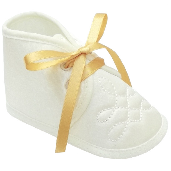 Baby Boys Ivory Christening Shoes with Gold Ribbon ...