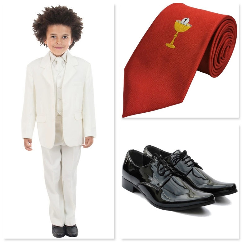 Boys Ivory Communion 5 Piece Suit, Shoes & Tie | Communion Suit ...