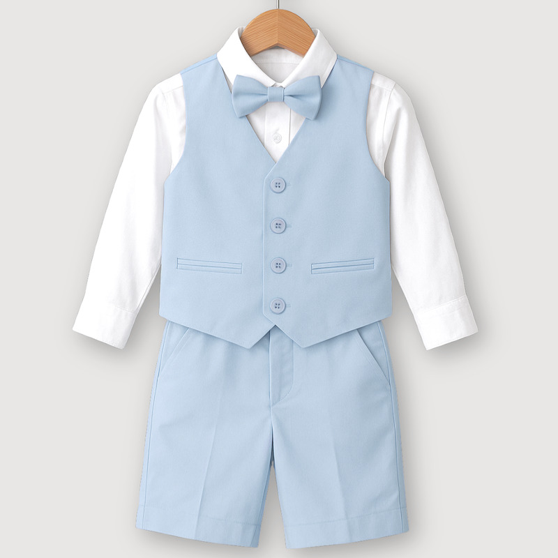 Boys Pastel Blue 4 Piece Shorts Suit | Wedding | Christening ...