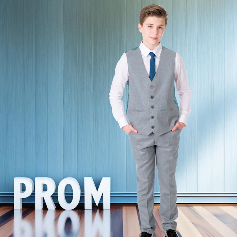 Cool Light Grey Slim Fit Three Piece Teen Prom Suit | Prom Suit ...