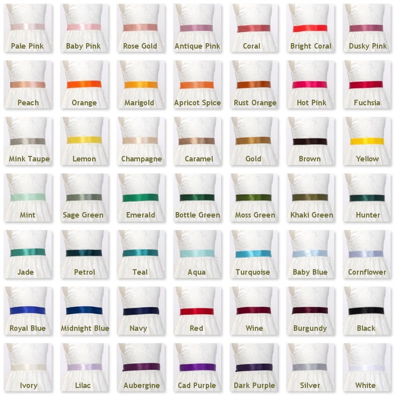 Girls Satin Sash Colour Swatches for Flower Girl Dresses ...