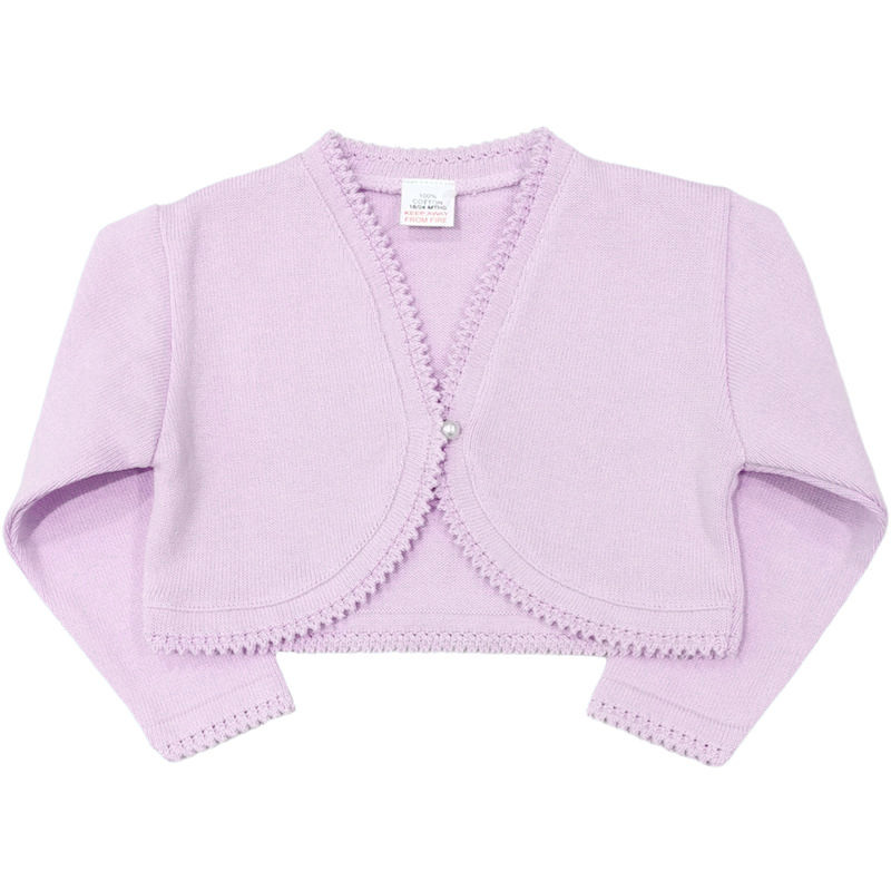 Girls Lilac 100% Cotton Long Sleeved Bolero ...