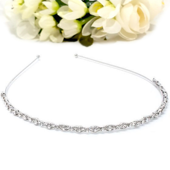 Girls Silver Plated Sparkly Crystals Alice Band ...