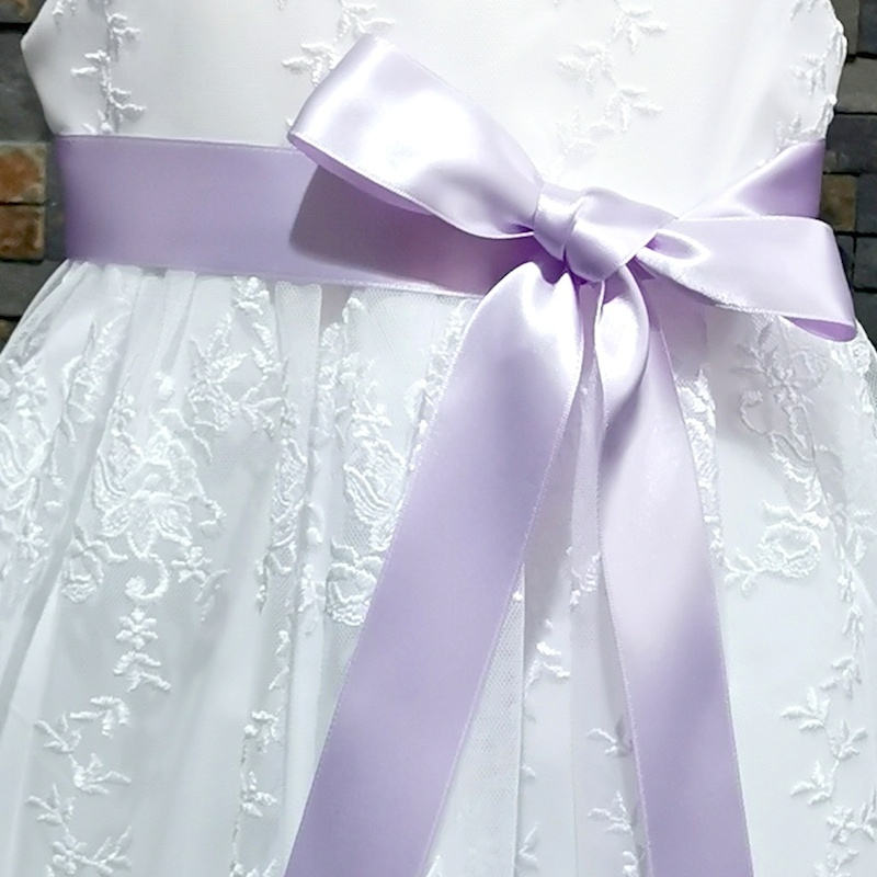 Girls Lilac Double Sided Satin Dress Sash | Flower Girl Sash ...