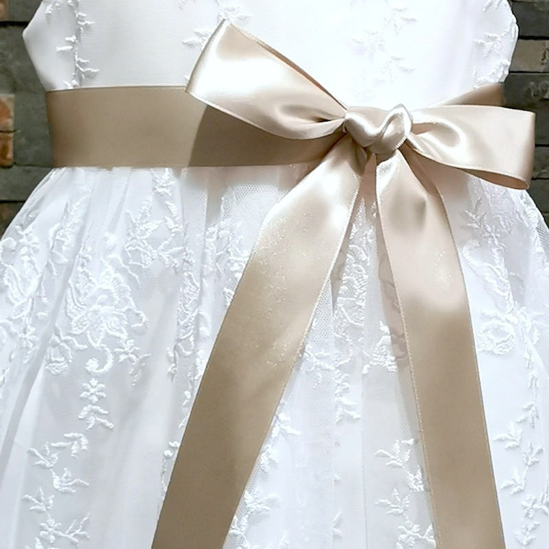 Girls Mink Taupe Double Sided Satin Dress Sash | Flower Girl Sash ...