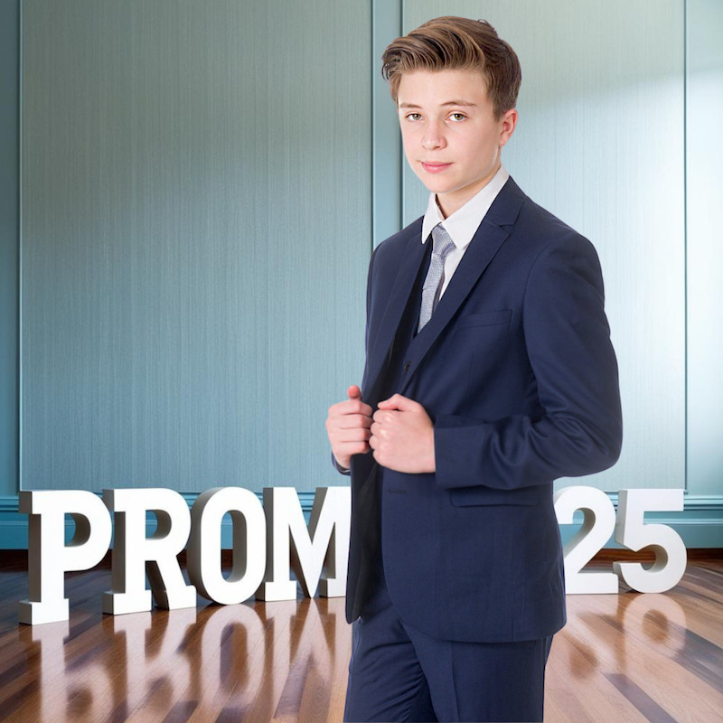 Navy Slim Fit Three Piece Teen Prom Suit | Navy Prom Suit ...