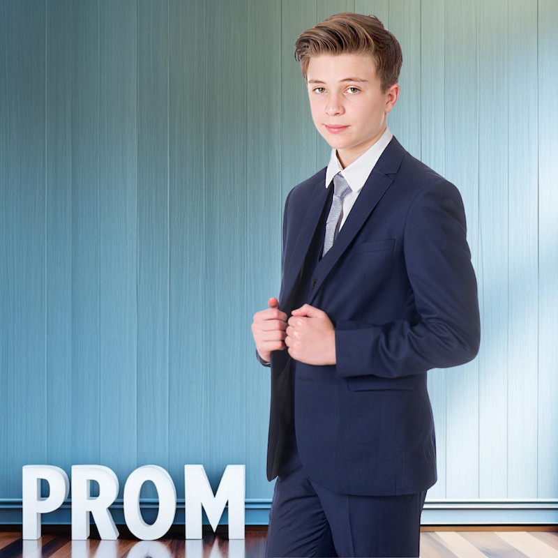 Navy Slim Fit Three Piece Teen Prom Suit | Navy Prom Suit ...