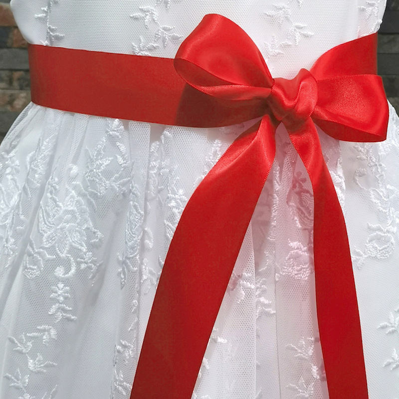 Girls Red Double Sided Satin Dress Sash | Flower Girl Sash ...