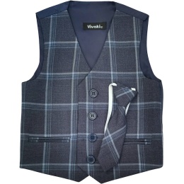 Boys Navy Red Check Waistcoat Set - childrensspecialoccasionwear.co.uk